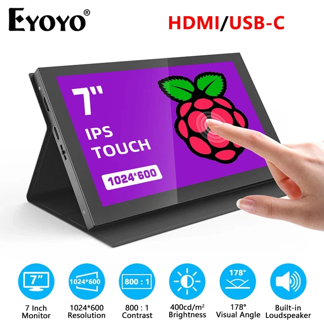 RASPBERRY PI 7& Screen,Mini IPS Monitor HDMI 1024x600 Multi Touch For ...