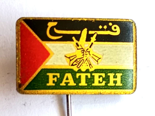 RARE VINTAGE FATEH FATAH Pin Badge PLO Palestine Flag Political Enamel ...
