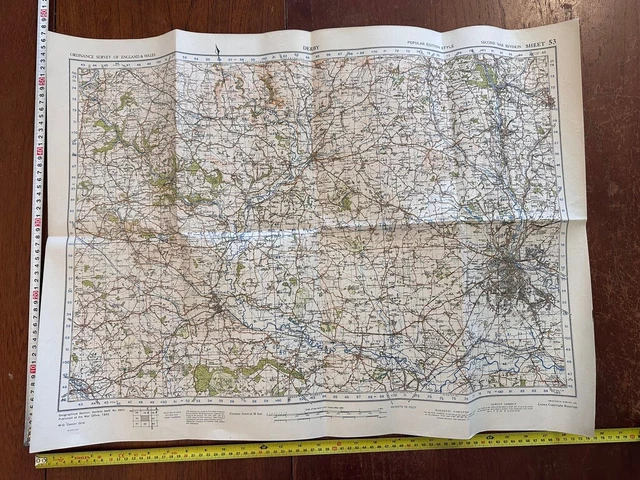 ORIGINAL WW2 BRITISH Army GSGS OS Map of England & Wales - Derby £16.00 ...