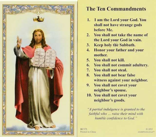 ~HOLY CARD~HC-&10 COMMANDMENTS& (Jesus Carries Commandments/List on ...