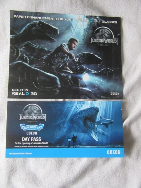 JURASSIC WORLD, ODEON Day Pass Ticket + Glasses Cover, Official ...