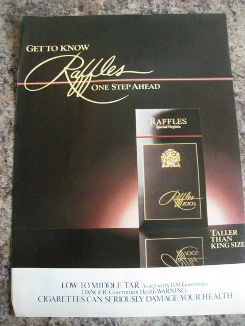 GET TO KNOW Raffles Special Virginia Cigarettes Poster Advert A4 Size ...