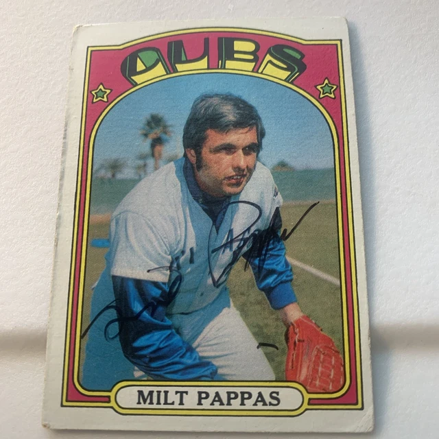 1972 CARTE BASEBALL Cubs Signée Topps Milt Pappas Autographe #208 Ex+ ...