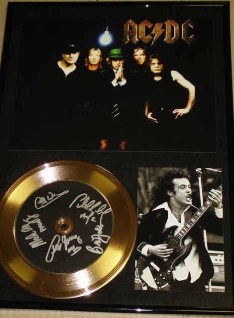 AC/DC RARE HAND Signed Framed Photo With Gold Lp Coa 8X10 Autograph EUR ...