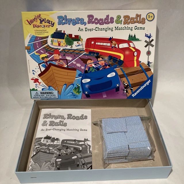 RAVENSBURGER “RIVERS, ROADS, and Rails” Tile Matching Game Age 5+ 100% ...