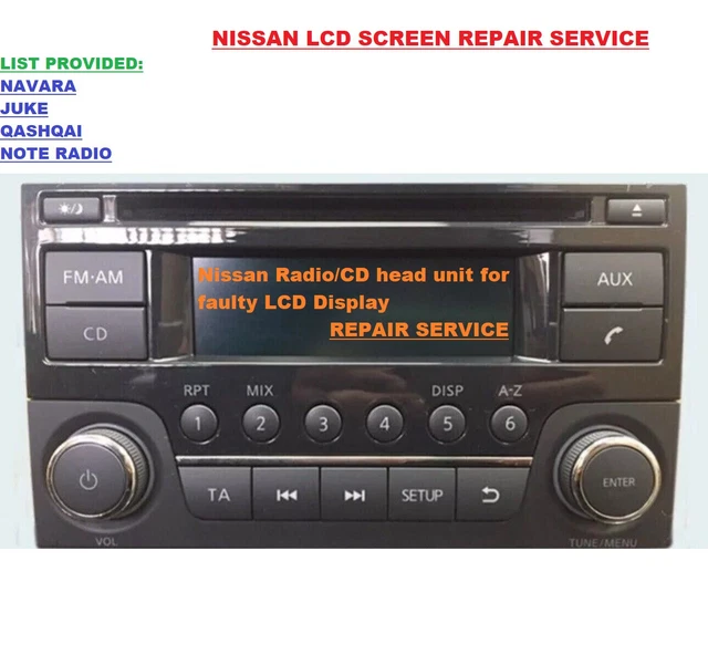 NISSAN NAVARA JUKE Qashqai Note Radio/Head Unit Lcd Screen Repair ...