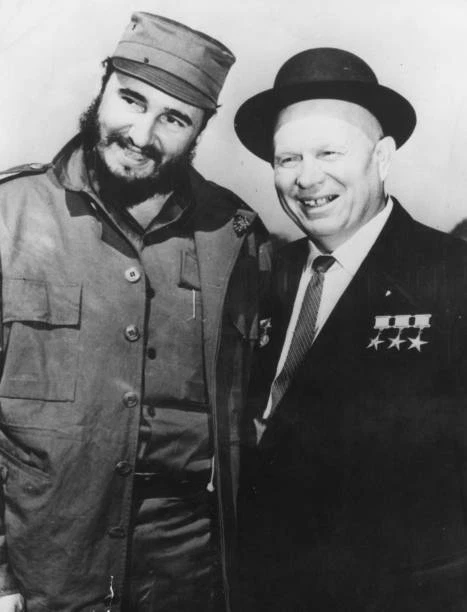CUBAN REVOLUTIONARY FIDEL Castro & Soviet politician Nikita Ser- 1963 ...