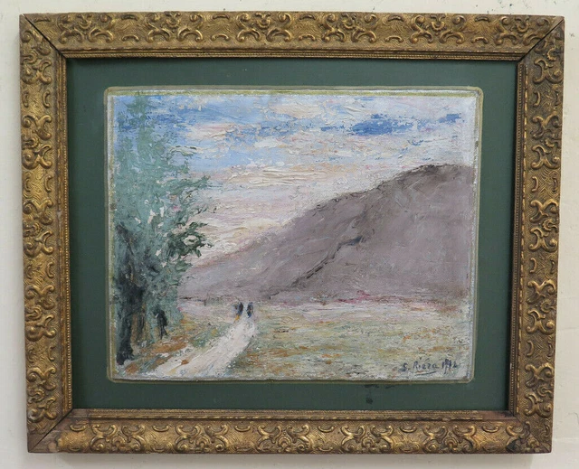 TABLEAU ANCIENNE IMPRESSIONNISTE Signé Rieza 1912 Avec Cadre Coeval ...