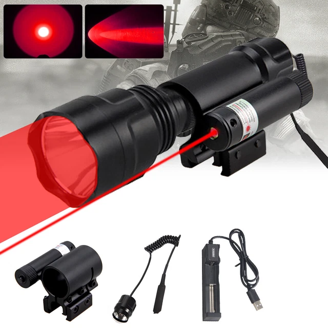 GUN 10000LM RED Laser&Flashlight Hunting Air Rifle Torch Lights Scope ...
