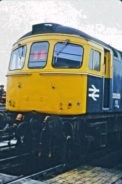 35MM ORIGINAL SLIDE BR DIESEL LOCO CLASS 33 055 CROMPTON TYPE 3 CLOSE ...