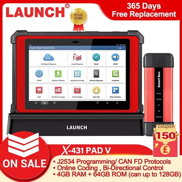 LAUNCH X431 PAD V Car OBD2 Bidirectional Diagnostic Scanner Tool Online ...