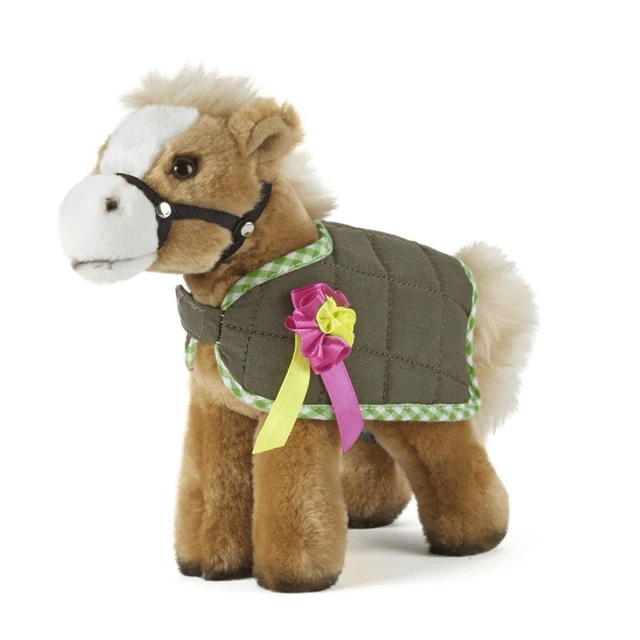 LIVING NATURE PLUSH Soft Toy Pony Horse + Rug Rosette Headcollar ...