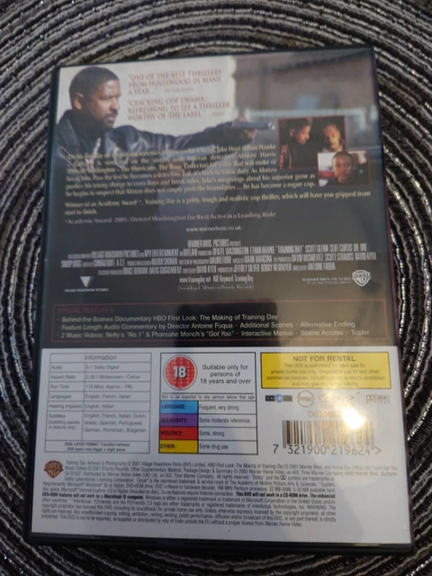 TRAINING DAY (DVD, 2002) Denzel Washington, Ethan Hawke EUR 1,16 ...