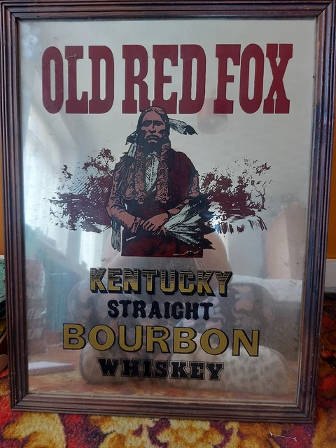 OLD RED FOX Kentucky Straight Bourbon Whiskey Vintage Pub Mirror £100. ...