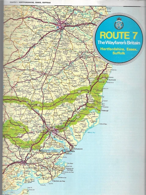 ROUTE 7 RAC Wayfarer’s Britain Map Guide Hertfordshire Essex Suffolk ...