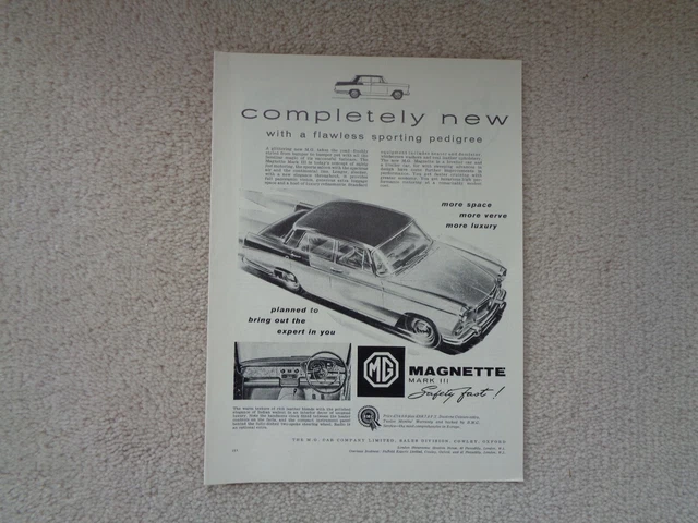 MG MAGNETTE MK. III - Advertisement/Road Test - 1959 £2.49 - PicClick UK