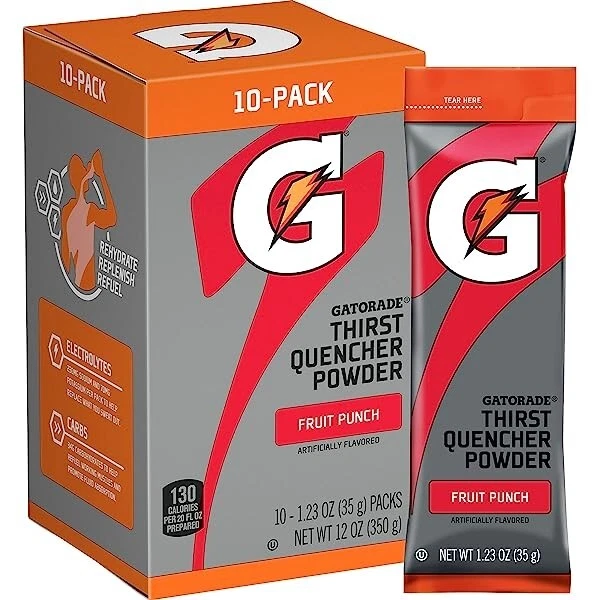 GATORADE THIRST QUENCHER Sport Powder Drink Fruit Punch Flavour-10 Pack ...