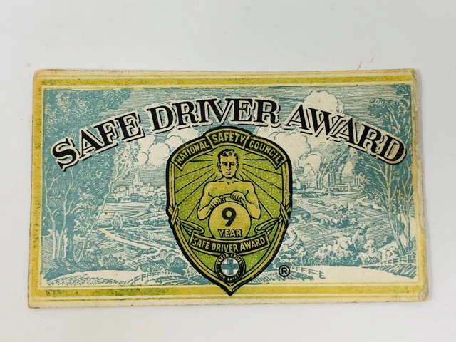 VINTAGE 1950’S NATIONAL Safety Council Safe Driver Award Card Gag Gift ...