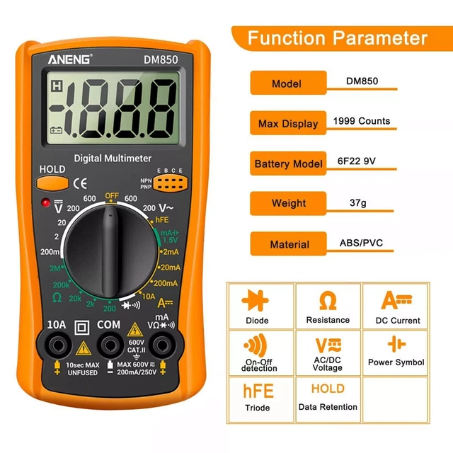 PROFESSIONAL DIGITAL MULTIMETER Voltmeter Ohmmeter Ammeter Multi Tester ...