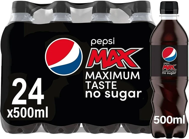 PEPSI MAX BOTTLES 500ml fizzy drinks soft drinks - pack of 24 £26.99 ...