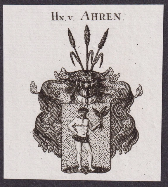 AHREN ARMOIRIES COAT Of Arms Adel Héraldique Gravure sur Cuivre 1820 ...