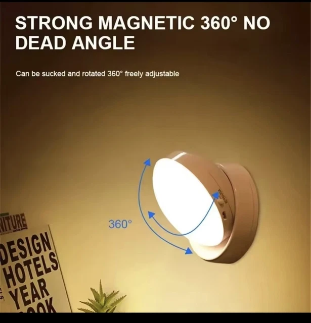 PLASTIC MOTION SENSOR Magnetic LED Night Light 360° Usb Rechargeable £9 ...