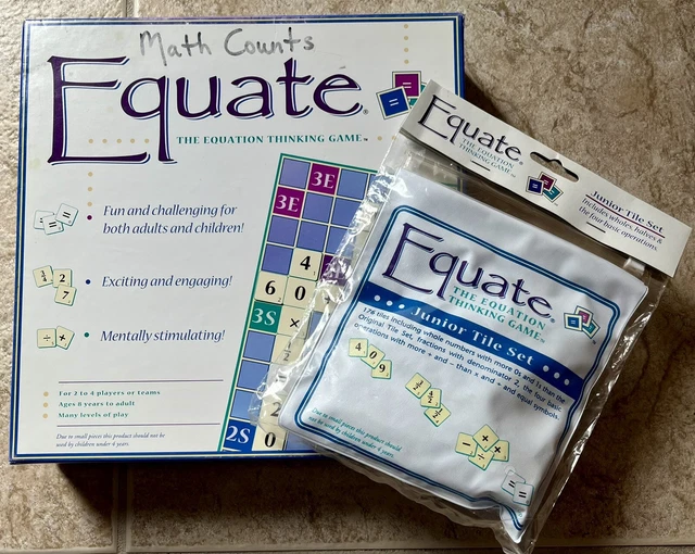EQUATE EQUATION THINKING Game & Junior Tile Set Bundle Math Boardgame ...