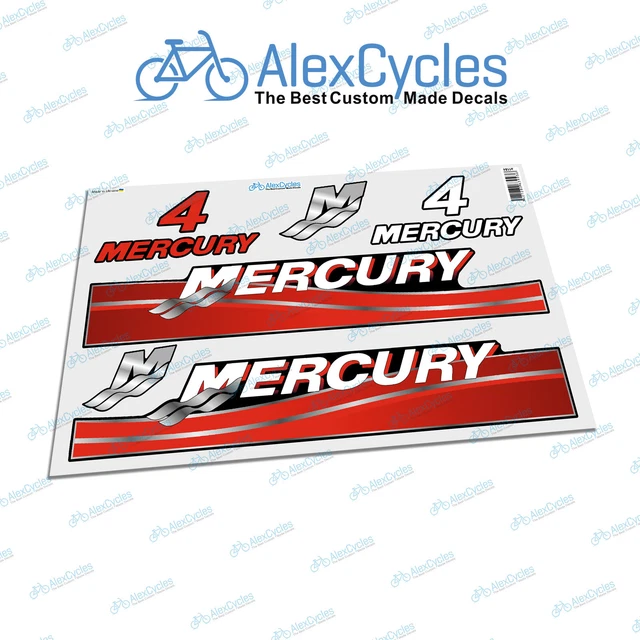 MERCURY MARINE 4 HP Outboards Motor Red Laminated Decals Stickers Boat ...