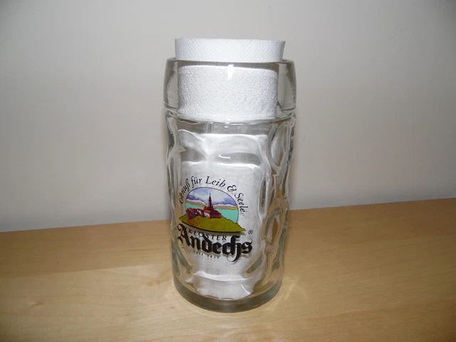 KLOSTER ANDECHS 0,5 Liter Isar-Seidel Glaskrug Bierkrug m.Motiv Genuß ...