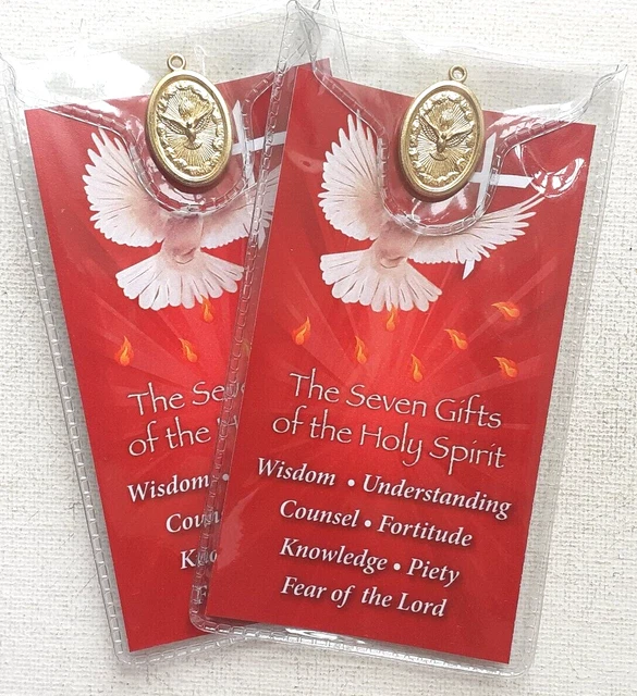 HOLY SPIRIT THE SEVEN GIFTS OF THE HOLY SPIRIT Prayer Card Medal PACK ...