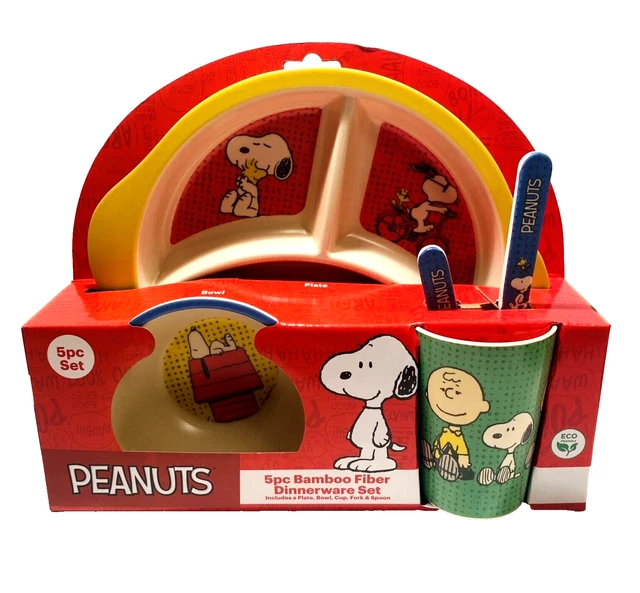 KIDS DINNERWARE SET Charlie Brown Snoopy Peanuts Dishes Bowl and Plate ...