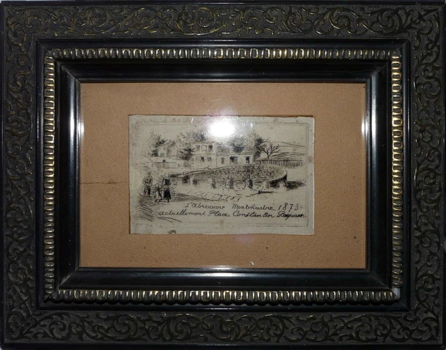 1873 ENGRAVING MONTMARTRE Watering Place Constantin + Nap III frame £89 ...