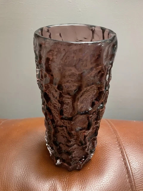 WHITEFRIARS AUBERGINE GLASS Vase Geoffrey Baxter Design 7.5 inches £99. ...