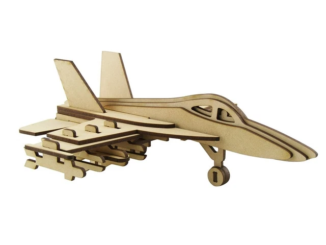 3D F-18 SHORNET Jet Fighter Aircraft Wooden Puzzle, Educational DIY Toy ...