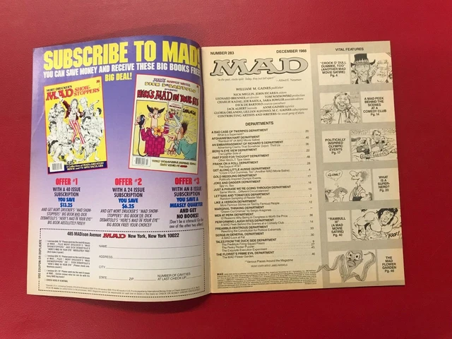 MAD MAGAZINE NR. 283. Dezember 1988 - Crocodile Dundee II & Rambo III ...
