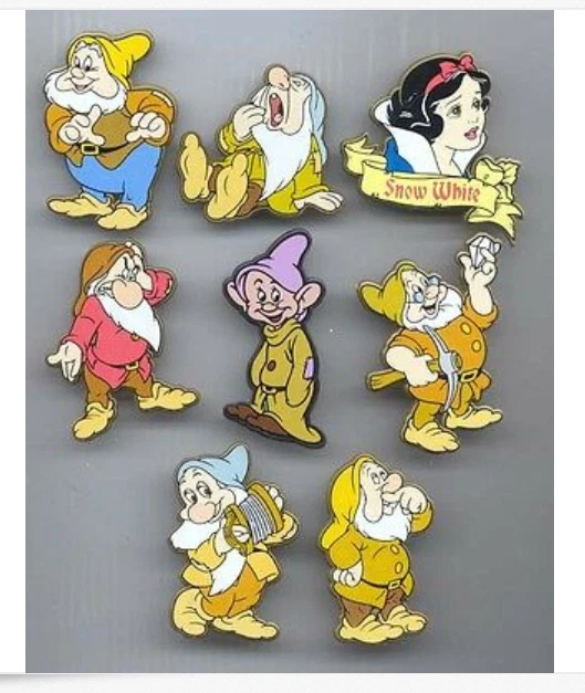 DISNEY SNOW WHITE and the 7 Dwarfs Pin Set 8 UK plastic Pin/Pins £57.90 ...
