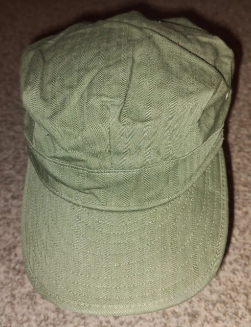 VTG US ARMY WWII OD HBT Field Cap Combat Fatigue Hat Herringbone Twill ...