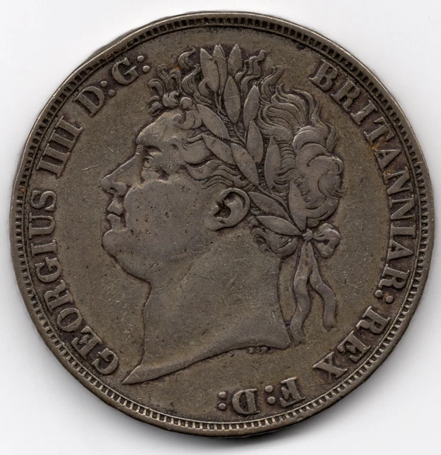 1821 SECUNDO CROWN, George IV Silver Five Shillings Coin. Good ...