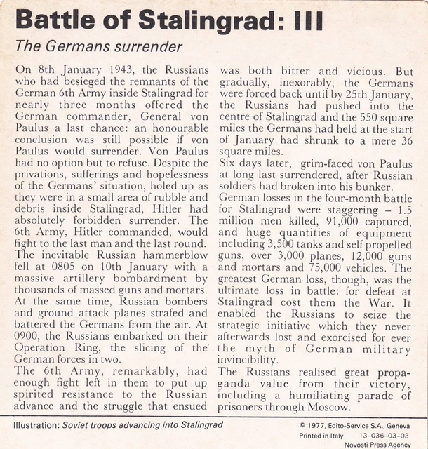 BATTLE OF STALINGRAD: Iii ~ 1943 ~ The Germans Surrender £1.16 ...