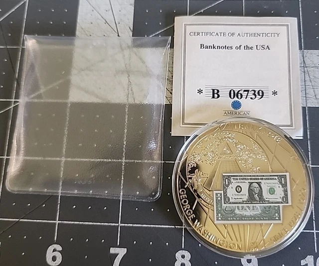 $1 GEORGE WASHINGTON Banknote Commemorative Coin American Mint B 06739 ...