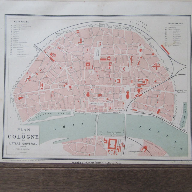 CARTE GEOGRAPHIQUE ANCIENNE 1875 Plan De Ville Cologne Allemagne EUR 20 ...
