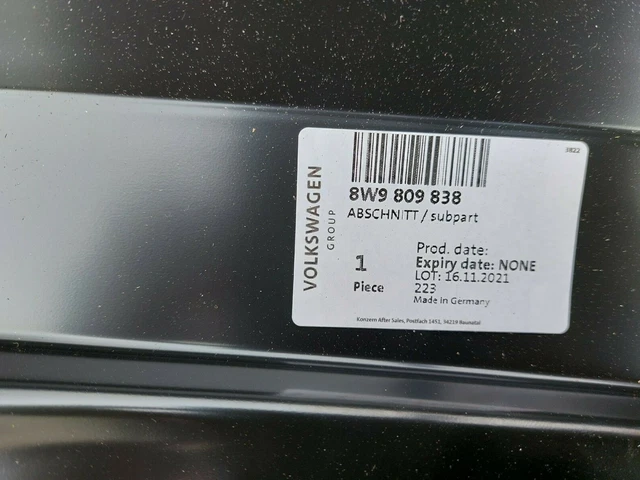 ORIGINAL AUDI A4 8W B9 Avant Kotflügel Seitenteil rechts 8W9 809 838 ...