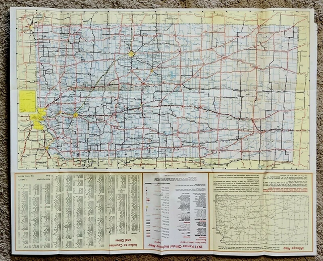 1971 KANSAS STATE Official Highway Map Vintage Travel Tourist Guide ...