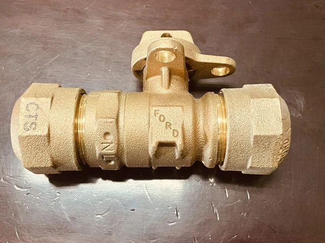 FORD METER BOX Curb Stop Ball Valve BrassPack 3/4” CTS Quick Joint Lead ...