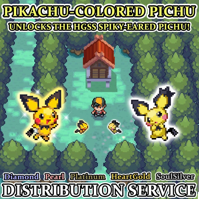 POKEMON SHINY PIKACHU Colored Pichu Spiky Eared Pichu Event ...