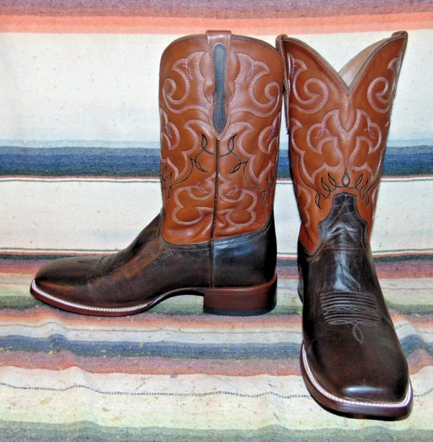 MENS RUJO THE Captain Brown Mad Dog Goat Leather Cowboy Boots 14 D NEW ...