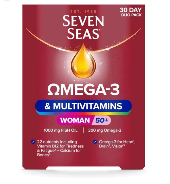 SEVEN SEAS OMEGA-3 & Multivitamins Woman 50+, With Vitamin B12 and ...