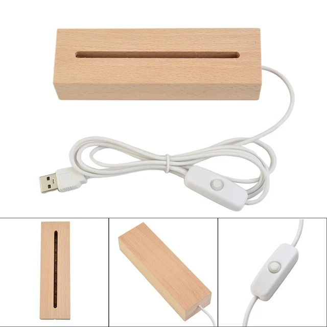 LED·LIGHT DISPLAY STAND Rectangle Base Wooden Lamp Holder·Resin Epoxy ...