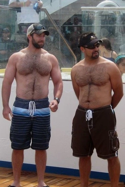 SHIRTLESS MALE MUSCULAR Hunks Beefcake Hairy Chest Beards Men PHOTO 4X6 ...