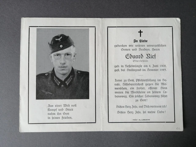 WW2 GERMAN DEATH Card Stalingrad POW Died 1945. Original. £18.00 ...